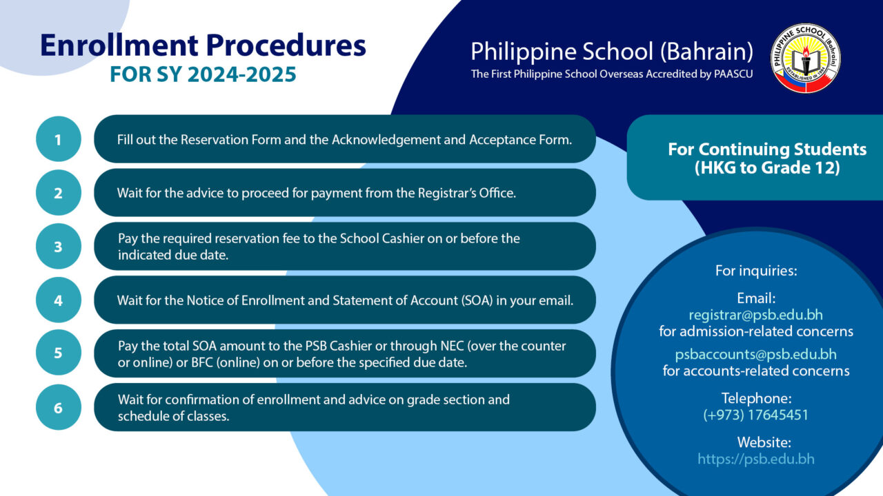 Continuing Students - Philippine School Bahrain